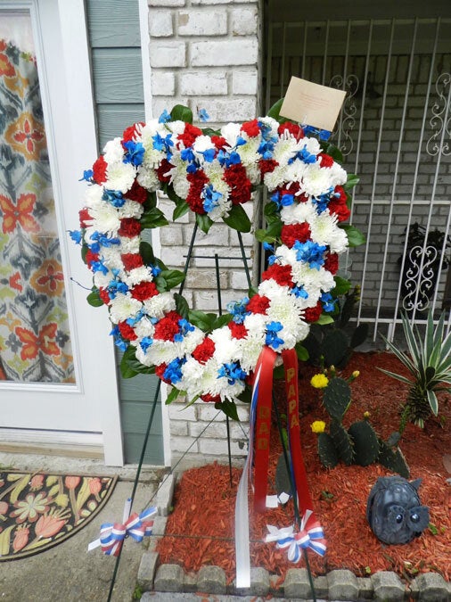 Serene Blessings Red, White & Blue Standing Open Heart Wreath | LACEYS ...